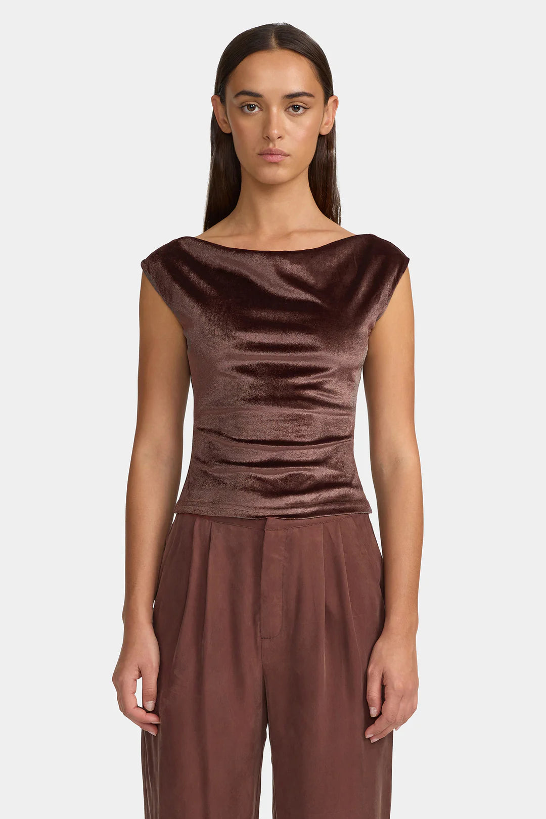 Camila Velvet Top Mocha – Golden Muse The Store